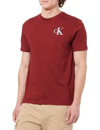 Calvin Klein T-Shirt Manches Courtes Homme Left Chest Logo Tee Slim Fit, Rouge (Renaissance Red), M