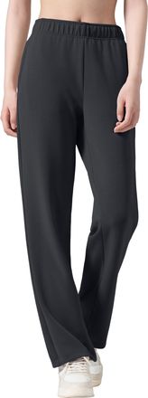 Yvette Sports Damen Hose mit Taschen & geradem Bein Sport Jogginghose Freizeithose,Schwarz,S