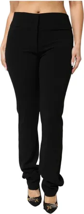 Exte Femme, Pantalons, Noir, Taille: 42 FR Pantalon Droit Taille Haute en M&eacute;lange Viscose Ac&eacute;tate