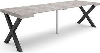 Skraut Home | Ausziehbarertisch | Multifunktionaler ausziehbarer | 260 | F&uuml;r 12 G&auml;ste | Massivholz Beine | Moderner Stil | Zement