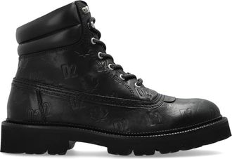 Dsquared2 Homme, Chaussures, Noir, Taille: 41 1/2 EU D2 Monogram Leather Chaussures
