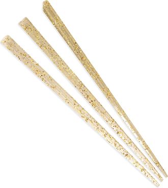 BambooMN Dreieckiges Prisma Kunststoff Lebensmittel Cocktail Pick 3,5 Zoll (9 cm) - 300 St&uuml;ck - Gold Glitter