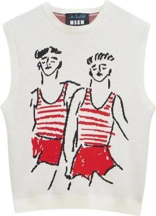 Msgm Msgm, Femme, Tops, Blanc, Taille: 40 FR Top