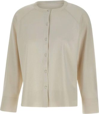 Elena Miro Femme, Pulls, Blanc, Taille: 40 FR Cardigan &agrave; Bordure C&ocirc;tel&eacute;e