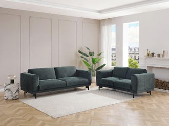Vente-Unique 3- und 2-Sitzer Sofas - Chenille-Stoff Gr&uuml;n - DEMBOLA