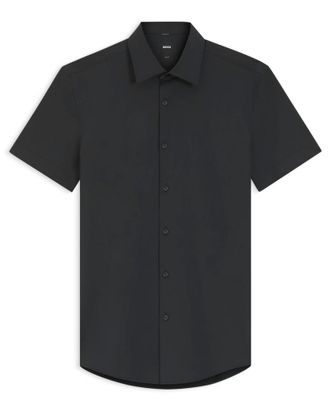 HUGO BOSS Kurzarmhemd in 4-Way-Stretch-Qualit&auml;t, Slim Fit in