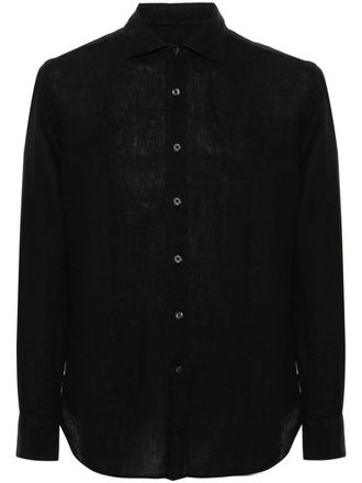 120% Lino chemise &agrave; boutonni&egrave;re - Noir