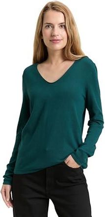 Tom Tailor 1012976 Pull-Over Femme, 12818 - Vert Fonc&eacute;, XL