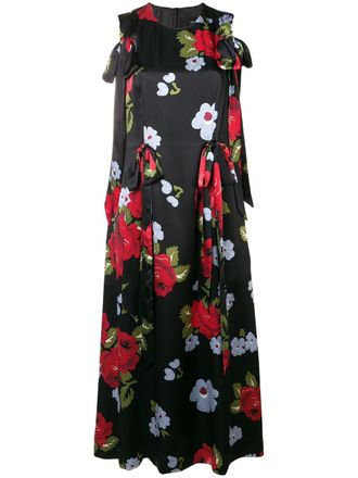Simone Rocha robe &agrave; fleurs &agrave; rubans nou&eacute;s - Noir