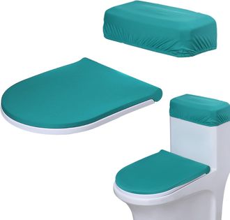 Generic WC-Deckelbezug und WC-Tankbezug, WC-Sitzbezug mit elastischer Unterseite, Ersatz-WC-Abdeckung, weiches Stretch-WC-Deckel-Set, universelle WC-Deckelbez