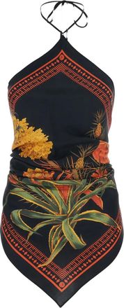 Blumarine Oberteil mit Blumenschluppe - Schwarz