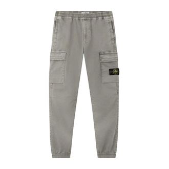 Stone Island Homme, Pantalons, Gris, Taille: W33 Pantalon Cargo en Serg&eacute; de Coton Stretch Effet Old