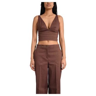 Pinko Pinko, Femme, Tops, Brun, Taille: 42 FR Hauts sans manches