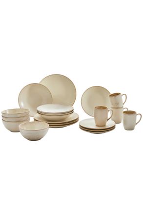 ASA Kombiservice Cafe del Mar, Beige, Keramik, 20-teilig, Uni, 250 ml, Essen & Trinken, Geschirr, Geschirr-Sets, Kombiservice