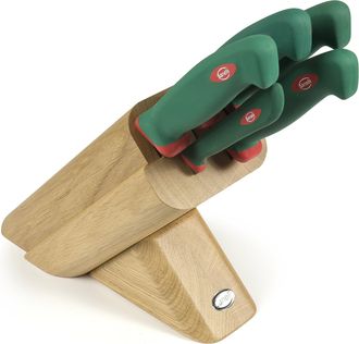Sanelli 931605 Messerblock Leck, Holz, grün/rot, 5 Stück