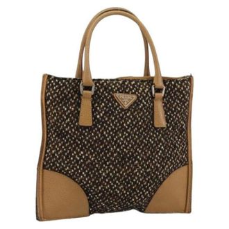 Prada Sac &agrave; main en coton Pre-owned - Femme - Pre-owned - Brun - Taille: ONE Size