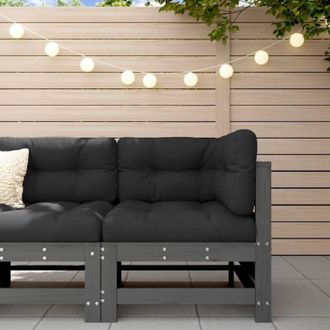 vidaXL Garten-Ecksofa Grau Massivholz Kiefer Vidaxl