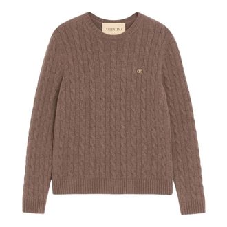 Valentino VLogo Pullover aus Zopfstrick - - Knitwear - Herren - Braun - L