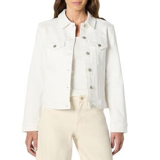 Amazon Essentials Veste de Camionneur en Jean Peu Extensible, Boutonn&eacute;e sur le Devant, Coupe Classique Femme, Blanc, XL