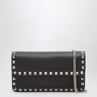 Valentino Garavani Schwarze Pochette-Tasche Rockstud mit Kette