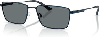Emporio Armani Homme, Accessoires, Bleu, Taille: 57 MM Lunettes de soleil rectangulaires