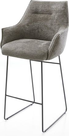 DELIFE Barstuhl Alja-Flex Boucl&eacute; Soft Schlamm Kufengestell Metall Schwarz Taschenfederkern, Barst&uuml;hle