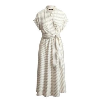 Ralph Lauren Gestreiftes Midi-Wickelkleid aus Twill - - Dresses - Damen - Beige - XS