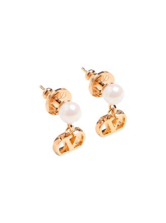 Valentino Garavani Womens Drop Earrings Vlogo Bronze Metallic Brass