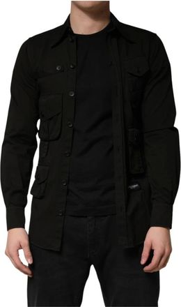 Dolce & Gabbana Homme, Chemises, Noir, Taille: XS Button Front Shirt