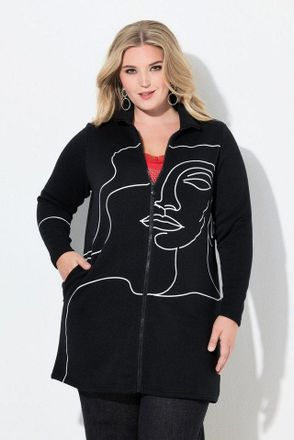 Miamoda Strickjacke Strickfleece-Jacke leicht tailliert Lady-Print