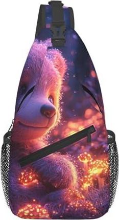 Generic Sac &agrave; dos &agrave; bandouli&egrave;re pour homme Motif ours champignon Rouge