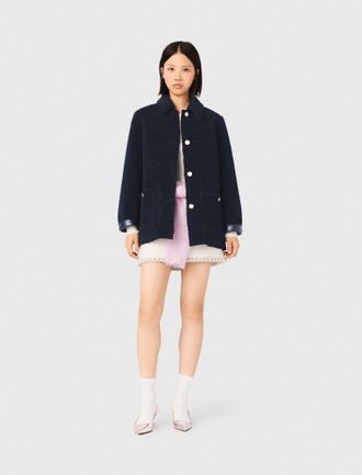Maje Wendbare Kunstlammfelljacke - Marineblau - Gr&ouml;&szlig;e 34 - Maje