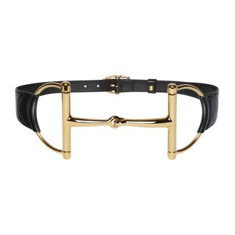 Gucci Breiter G&uuml;rtel mit &uuml;bergro&szlig;er Horsebit-Schnalle - - Accessories - Damen - Schwarzk - 80 CM