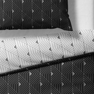 Paul Sinus Art Sinus Art Bettw&auml;sche 135x200 cm + 80x80 cm - Wende-Design in Wei&szlig; und Schwarz mit modernem Linienmuster - Mikrofaser - atmungsaktiv & pflegeleicht