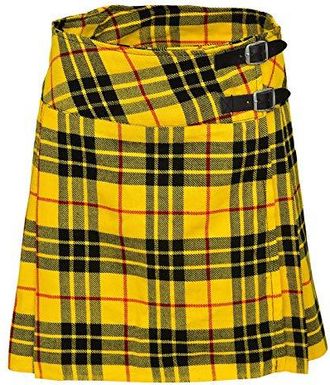 Shyne Kilts U.K Femmes Longueur Genou Jupe Kilt 20 Longueur &Eacute;cossais Pliss&eacute; Kilts - Macleod de Lewis - Jaune, 22