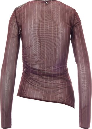 Patrizia Pepe Striped Tulle Blouse - Brown