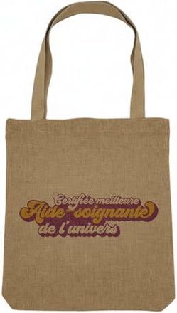 Fabulous Sac Shopping Tote Bag Aspect Lin - Certifi&eacute;e meilleure Aide-soignante de lunivers Medical Medecine - Sac de Courses Toile Epaisse 360g Beige Naturel C