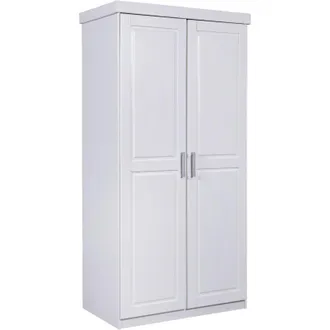 Inter Link SAS Armoire 2 portes 95x55x190 cm en pin massif laqu&eacute; blanc