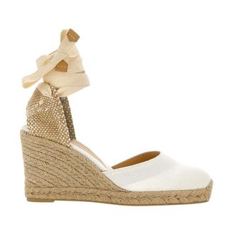 Castaner Femme, Chaussures, Blanc, Taille: 37 EU Espadrilles compens&eacute;es en toile de coton blanc