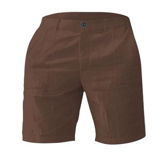 Generic Short en lin pour homme, taille &eacute;lastique, jambe droite, short chino extensible, d&eacute;contract&eacute;, l&eacute;ger, pour la marche, le travail, le salon, les vacance