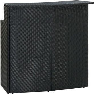 vidaXL Garten-Bartisch Schwarz 120x55x110 cm Poly Rattan - Vidaxl