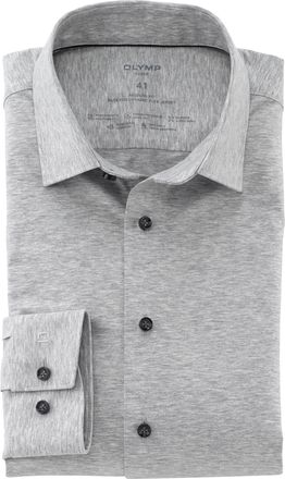 Olymp Herren Businesshemd Langarm Luxor.24.Seven,Single Jersey,modern fit,New Kent,Silbergrau 63,38