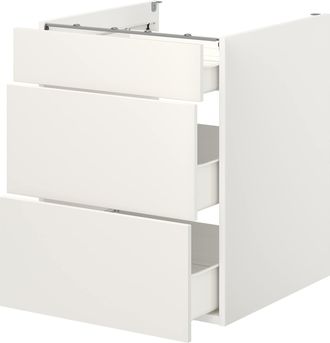 IKEA ENHET Base cb w 3 Schubladen, 60 x 62 x 75 cm, Wei&szlig;