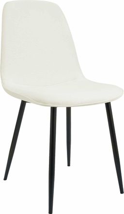 Clp Esszimmerstuhl gepolstert Maryam, Küchenstuhl mit Rückenlehne und schwarzem Metallgestell, bis 150 kg belastbar, Farbe:Creme, Material:Stoff