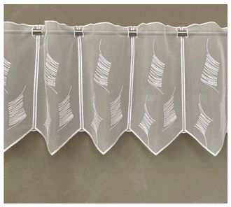 Heimtexland Scheibengardine nach Ma&szlig; - Bistrogardine Voile Bestickt Meterware - Breite auf Wunsch in 32cm Schritten - H&ouml;he 30 cm Gardine Wei&szlig; Typ677