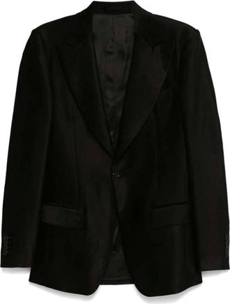 Lardini Homme, Vestes, Noir, Taille: L Veste en Velours Noir &agrave; Revers Pointus