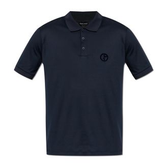 Giorgio Armani Polo-Shirt mit Logo und Samt-Finish - - Tops - Herren - Blau - L