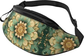 Generic Mit Rei&szlig;verschluss Taillentasche Blumen-Mandala-Druck G&uuml;rteltasche Taillentasche H&uuml;fttaschen F&uuml;r Wandern Radfahren Sport 14X35Cm