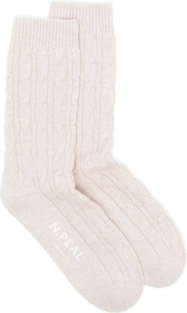 N.Peal chaussettes en maille torsadée - Tons neutres