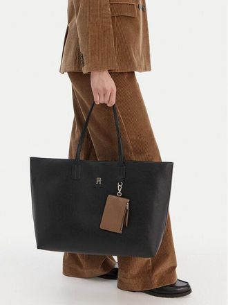 Tommy Hilfiger Handtasche Th Icon Tote AW0AW18173 Schwarz
